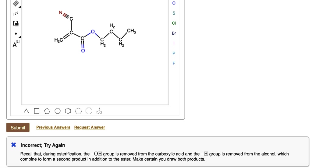 SOLVED: : A"4 CH; Hzc " 92 Submit Previous Answers Request Answer Incorrect; Try Again Recall ...