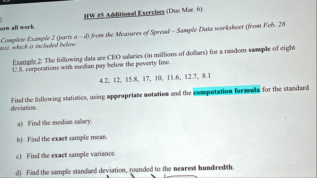 [GET ANSWER] hw 5 additional exercises due mar 6 now all work complete ...