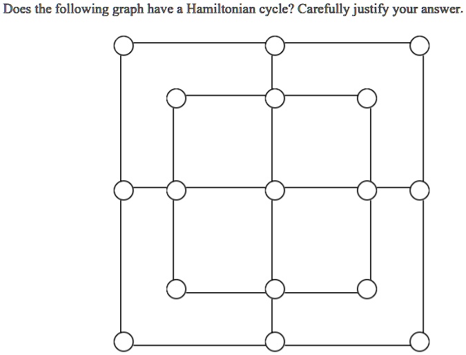 SOLVED: Does the following graph have a Hamiltonian cycle? Carefully ...