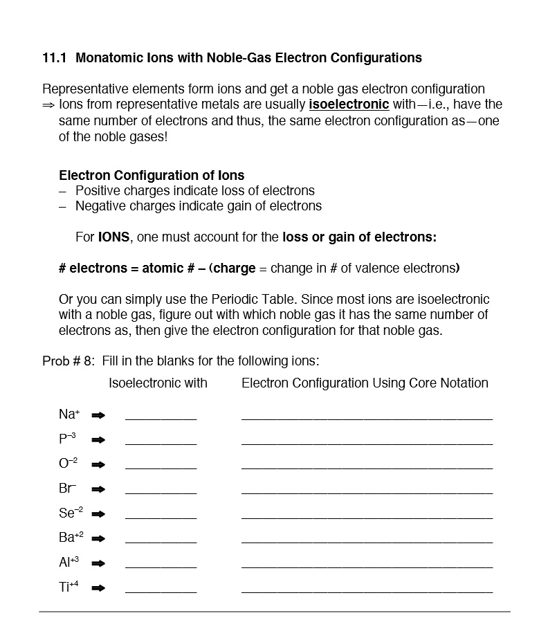 SOLVED: 11.1 Monatomic Ions with Noble-Gas Electron Configurations ...