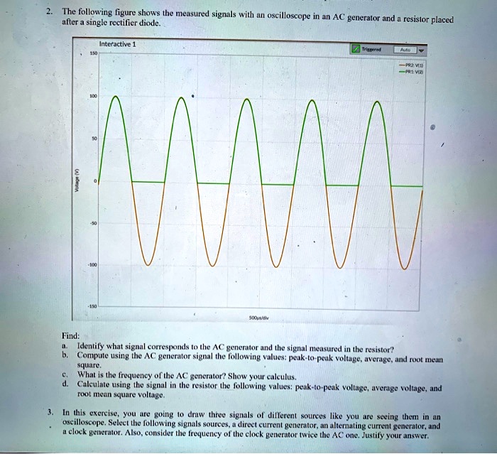 SOLVED: The following figure shows the Measured signals with an oscilloscope in an AC generator ...