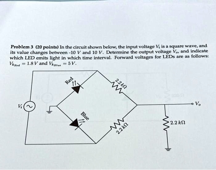 SOLVED: Problem 3 (20 points): In the circuit shown below, the input voltage (Vi) is a square ...