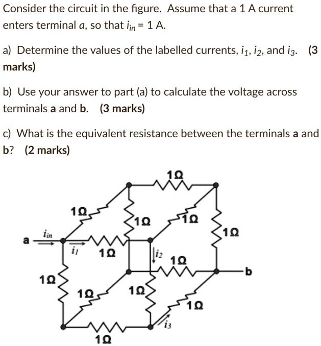 Consider the circuit in the figure. Assume that a 1 A current enters terminal a, so that iin = 1 ...