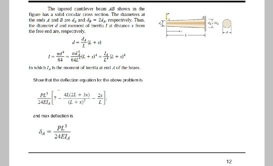 Please solve the question regarding strength of materials. The tapered ...