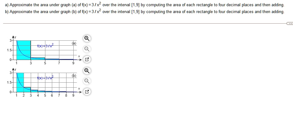 SOLVED: a) Approximate the area under the graph (a of f(x) = 3/x^2 ...