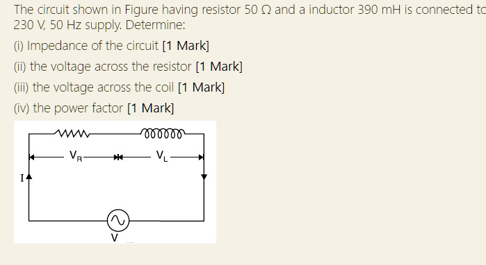 SOLVED: The circuit shown in Figure having resistor 50 and a inductor ...