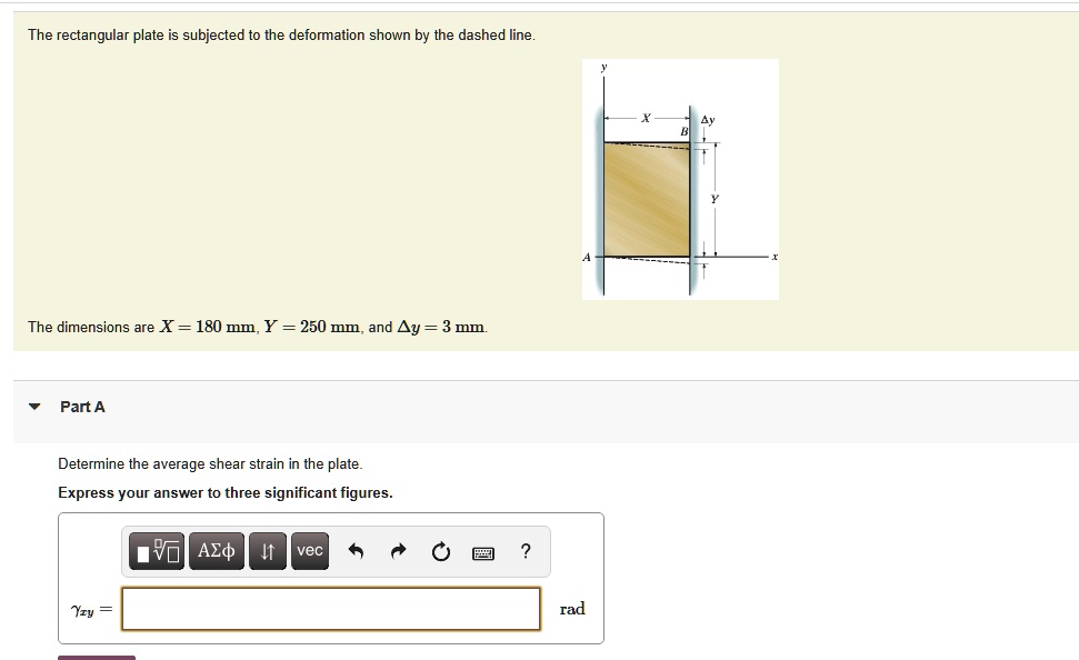 SOLVED: The rectangular plate subjected to the deformation shown by the ...