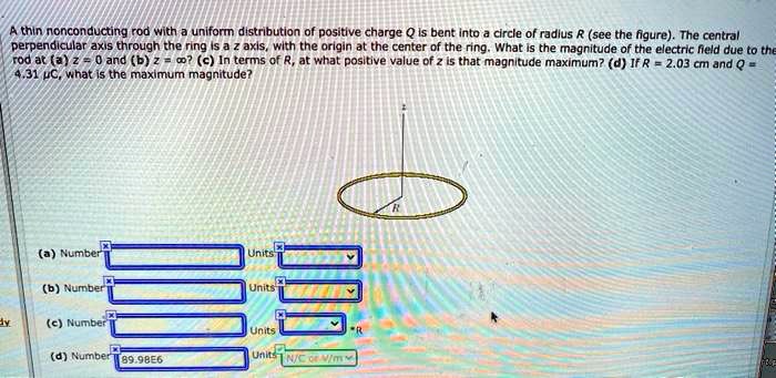 SOLVED: thin nonconducting rod with unifonm distribution of positive ...