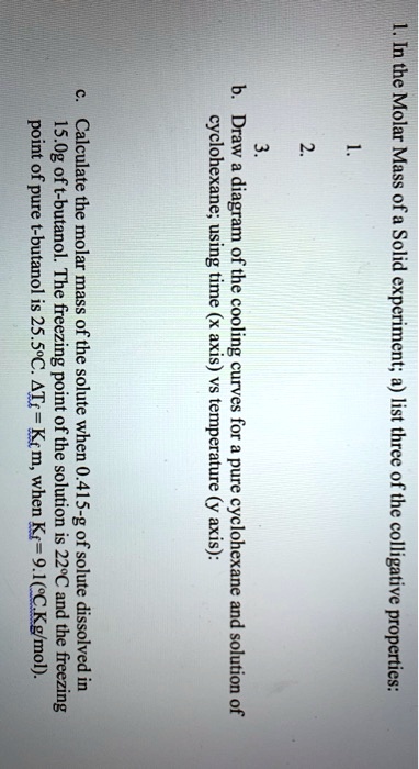 In the molar mass of a solid experiment a list three of the...