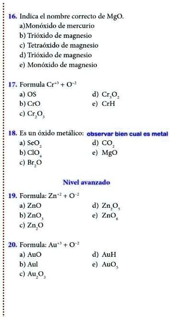 SOLVED: respondan mis preguntas pls 16, Indica el nombre correcto de ...