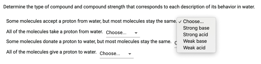 Determine the type of compound and compound strength that corresponds ...