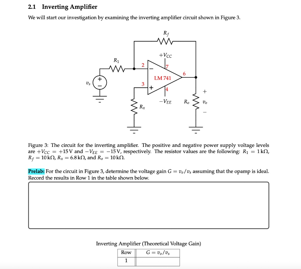 2.1 Inverting Amplifier We will start our investigation by examining ...