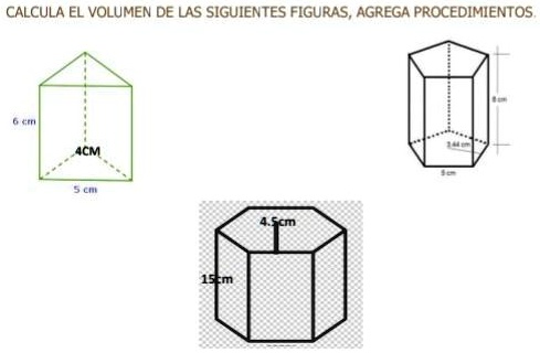 alguien que calcule el volumen de las siguiente figuras con los ...