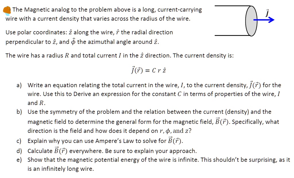 SOLVED: The Magnetic analog to the problem above is a long, current ...