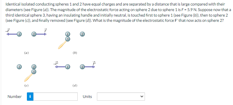 SOLVED: Identical isolated conducting spheres 1 and 2 have equal ...
