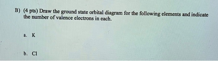 SOLVED: B) (4 pts) Draw the ground state orbital diagram for the ...