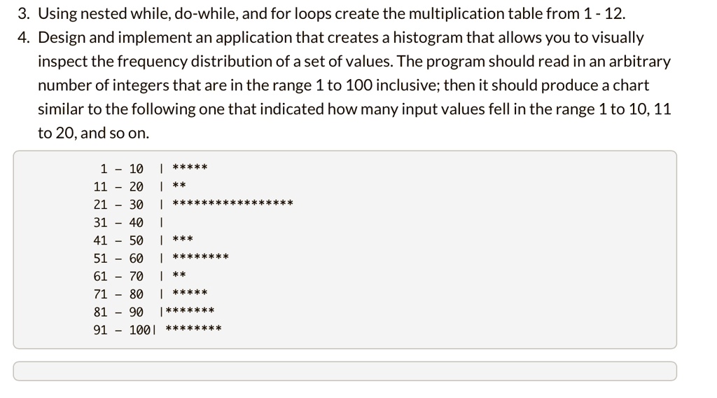 Solved In Java 3 Using Nested While Do While And For Loops Create The Multiplication Table