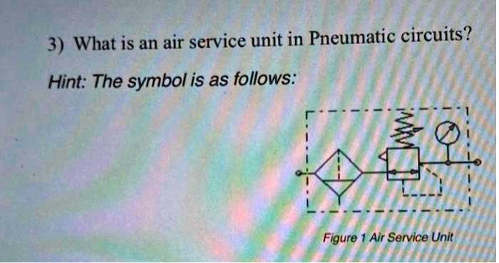 SOLVED: 3) What is an air service unit in Pneumatic circuits? Hint: The ...