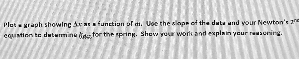 plot a graph showing x as a function of m use the slope of the data and ...