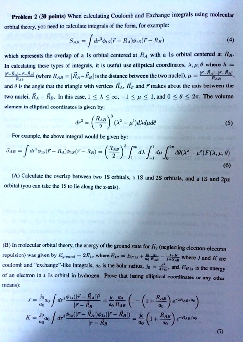 SOLVED: Frohlem (30 points) When calculating Coulomb and Exchange ...