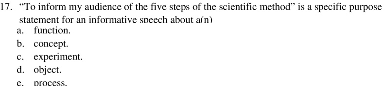 17. "To inform my audience of the five steps of the scientific method ...