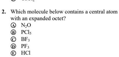 [GET ANSWER] 2. Which molecule below contains a central atom with an ...