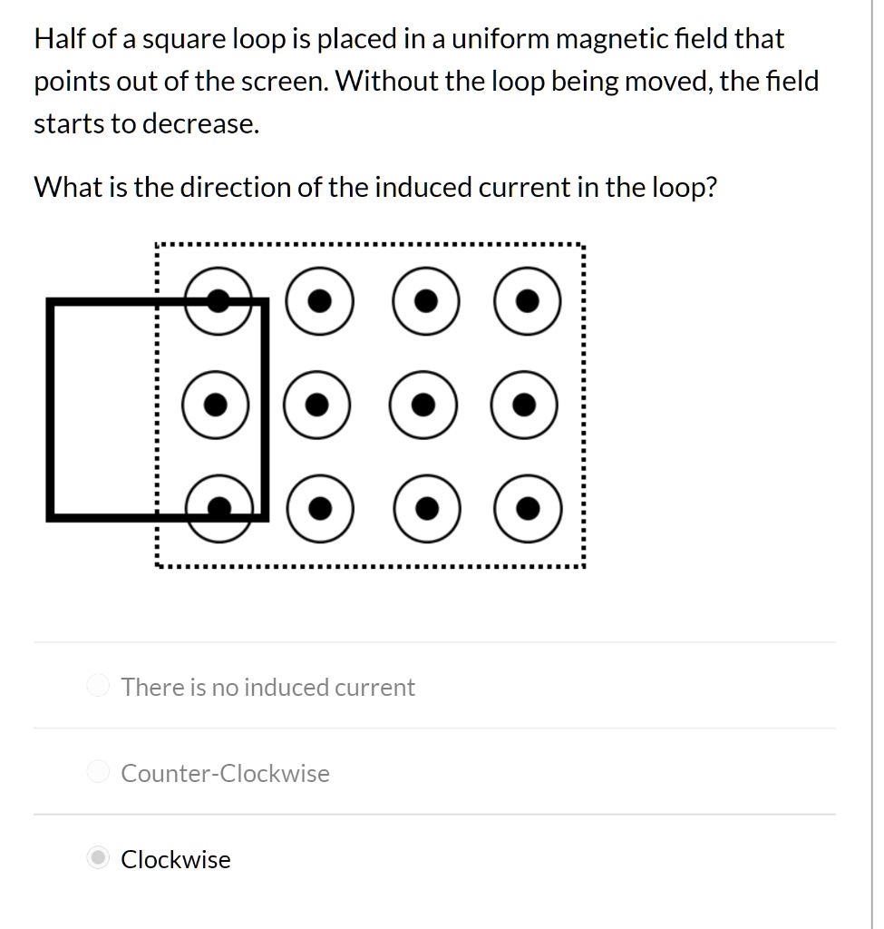 SOLVED: Half of a square loop is placed in a uniform magnetic field ...