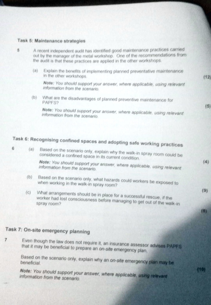 Task 5: Maintenance strategies 5 A recent independent audit has ...