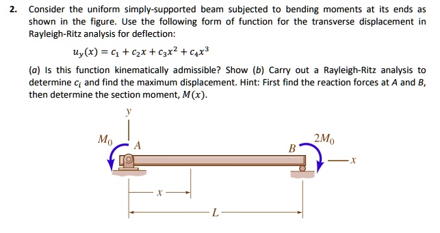 2. Consider the uniform simply-supported beam subjected to bending ...