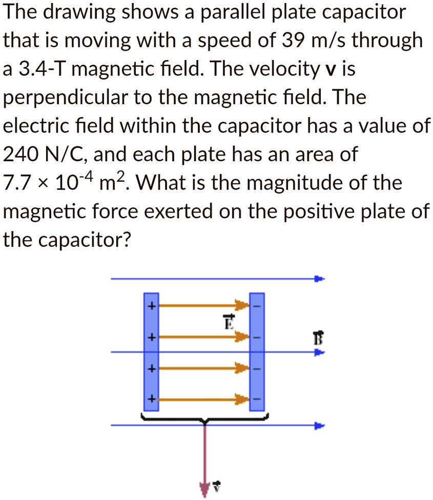 SOLVED: The drawing shows a parallel plate capacitor that is moving ...