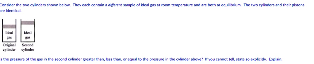 SOLVED: Consider the two cylinders shown below. They each contain different samples of ideal gas ...