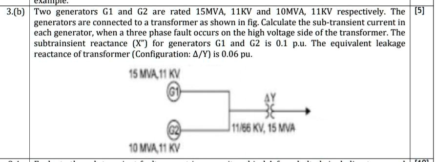 Power system analysis Example 3.(b) Two generators G1 and G2 are rated ...
