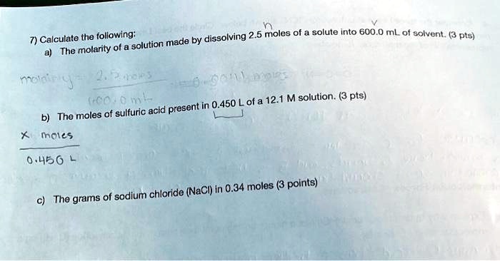 SOLVED: Calculate the following: a) The molar mass of NaCl b) The number of moles in 0.450 grams ...