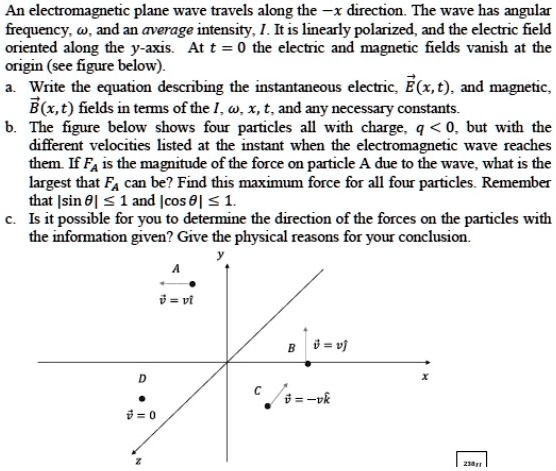 SOLVED: An electromagnetic plane wave travels along the x direction ...