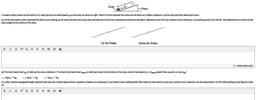 SOLVED: A student strikes a block at the bottom of a ramp, giving it an ...