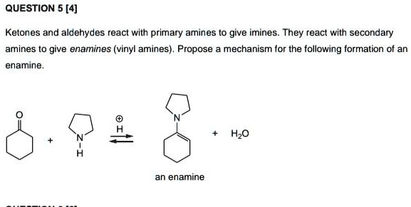 QUESTION 5 [4] Ketones and aldehydes react with primary amines to give ...