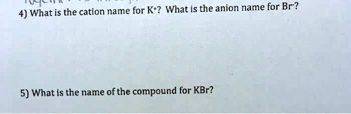 SOLVED: ' What is the cation name for K*? What is the anion name for Br ...