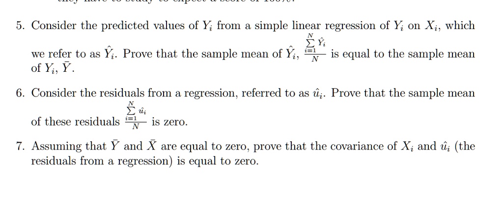 5. Consider the predicted values of Yi from a simple linear regression ...