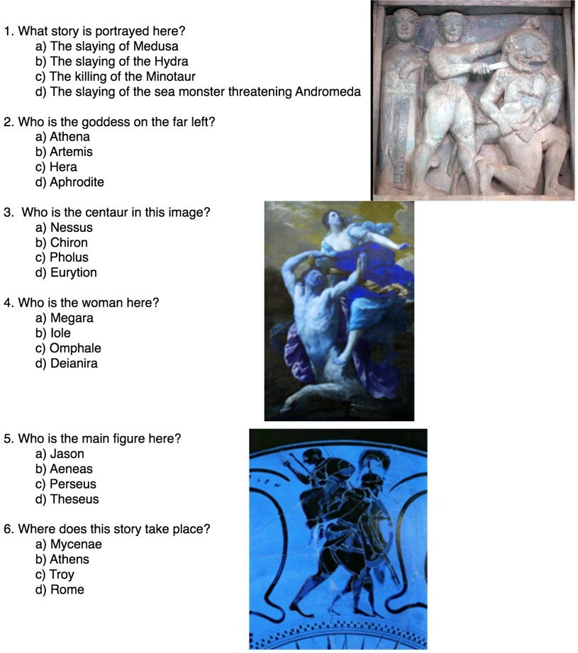 1. What story is portrayed here? a) The slaying of Medusa b) The ...