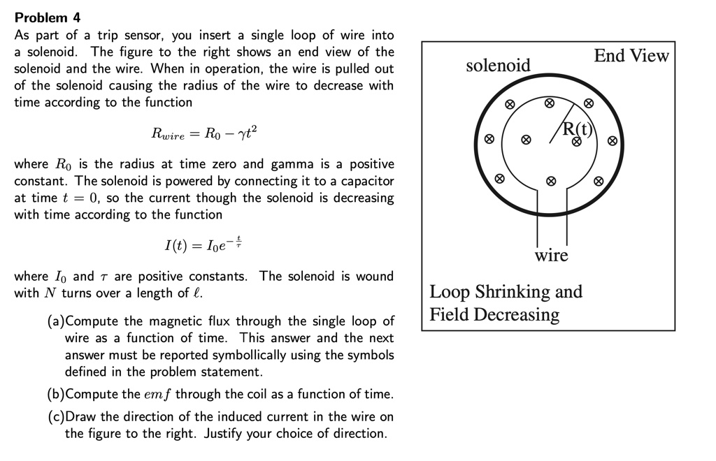 SOLVED: Problem: As part of a trip sensor, you insert a single loop of wire into a solenoid. The ...