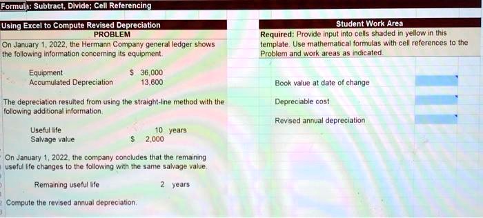 Solved Formulas Subtractdivide Cell Referencing Using Excel Compute 3240