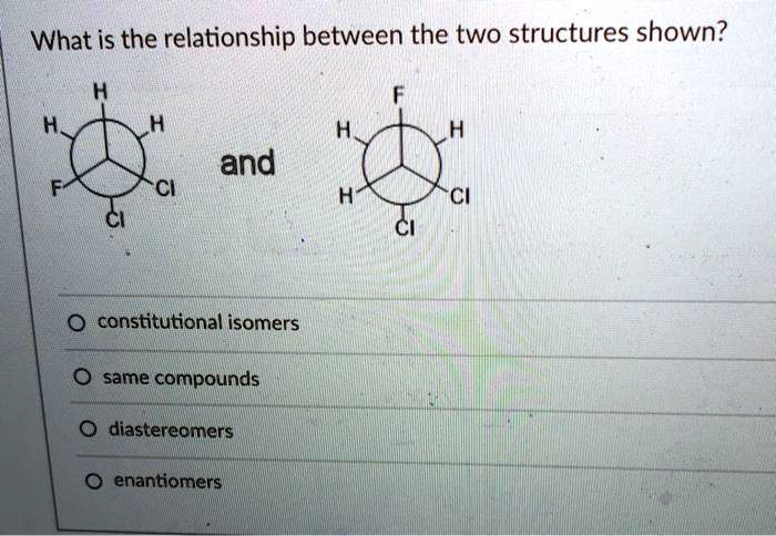 SOLVED: What is the relationship between the two structures shown? and Cl constitutional isomers ...