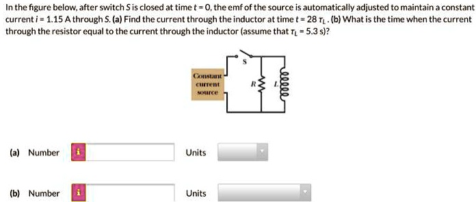 SOLVED: In the figure below, after switch S is closed at time t=0, the ...