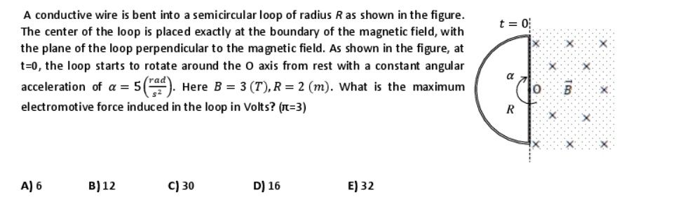 SOLVED: A conductive wire is bent into a semicircular loop of radius R as shown in the figure ...