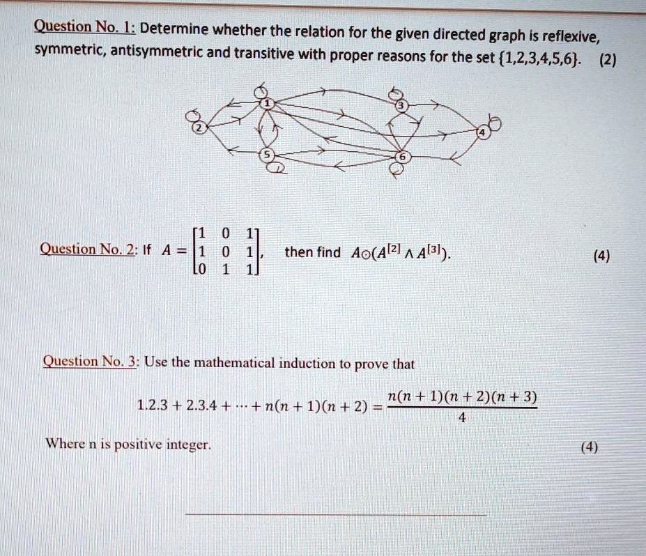 Solved Question No L Determine Whether The Relation For The Given