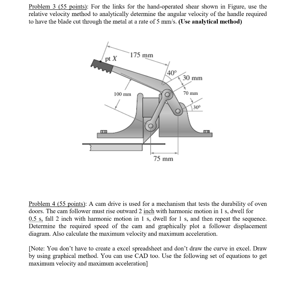 SOLVED: Problem 3 (55 points): For the links of the hand-operated shear ...