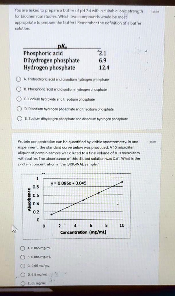 you are asked to prepare buffer of ph 7a4 wilh quitabla lonic strenglh ...