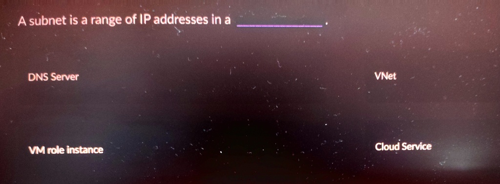A subnet is a range of IP addresses in a DNS Server VM role instance ...