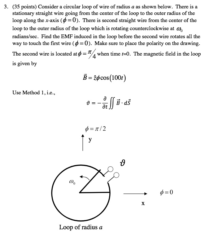 335 points consider a circular loop of wire of radius a as shown below there is a stationary ...