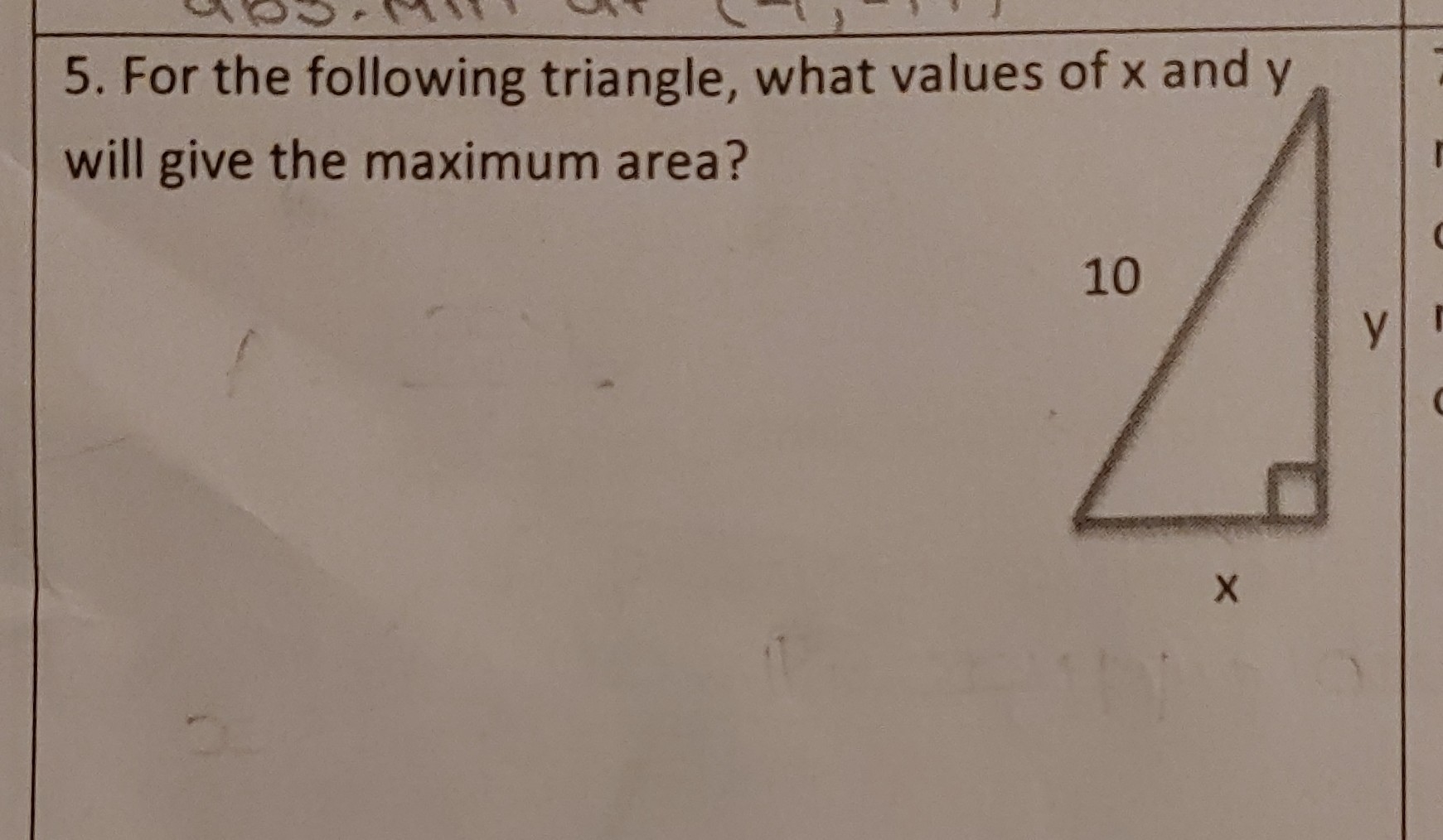 [GET ANSWER] 5. For the following triangle, what values of x and y will ...